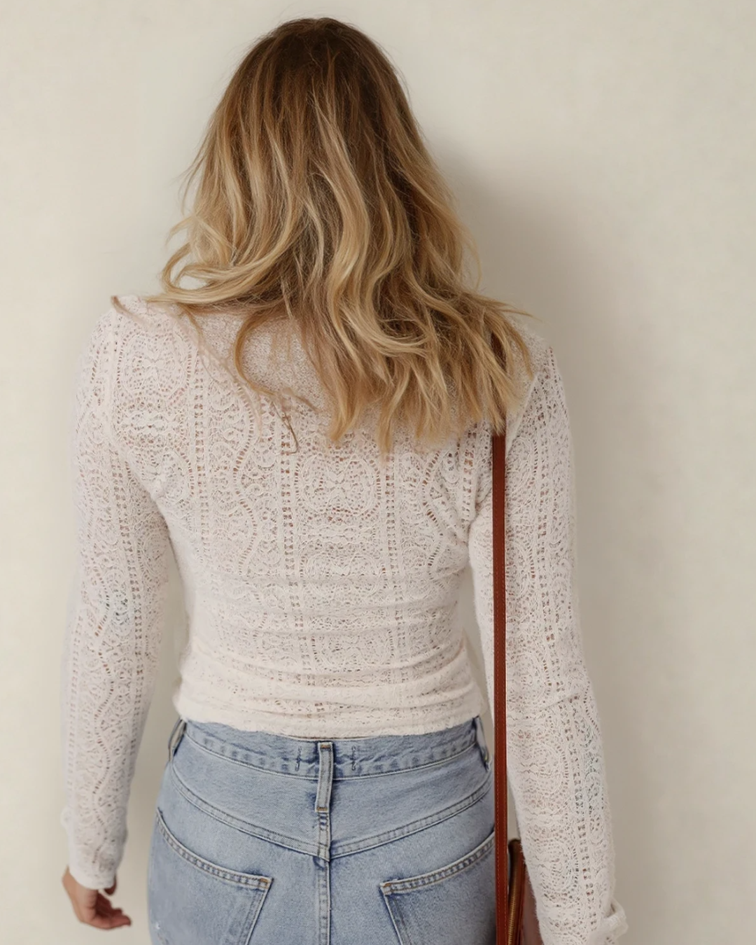 Juliette Semi Sheer Lace Long Sleeve Cropped Top - Jet Stream | Dropsh ...